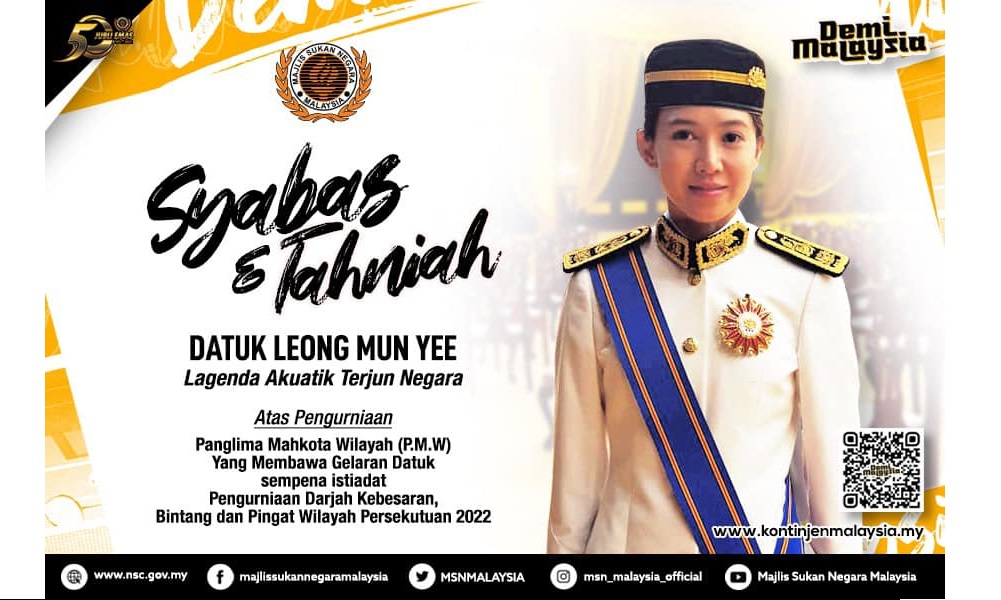 National Diving Legend, Leong Mun Yee from Ipoh Conferred Datuk Title ...