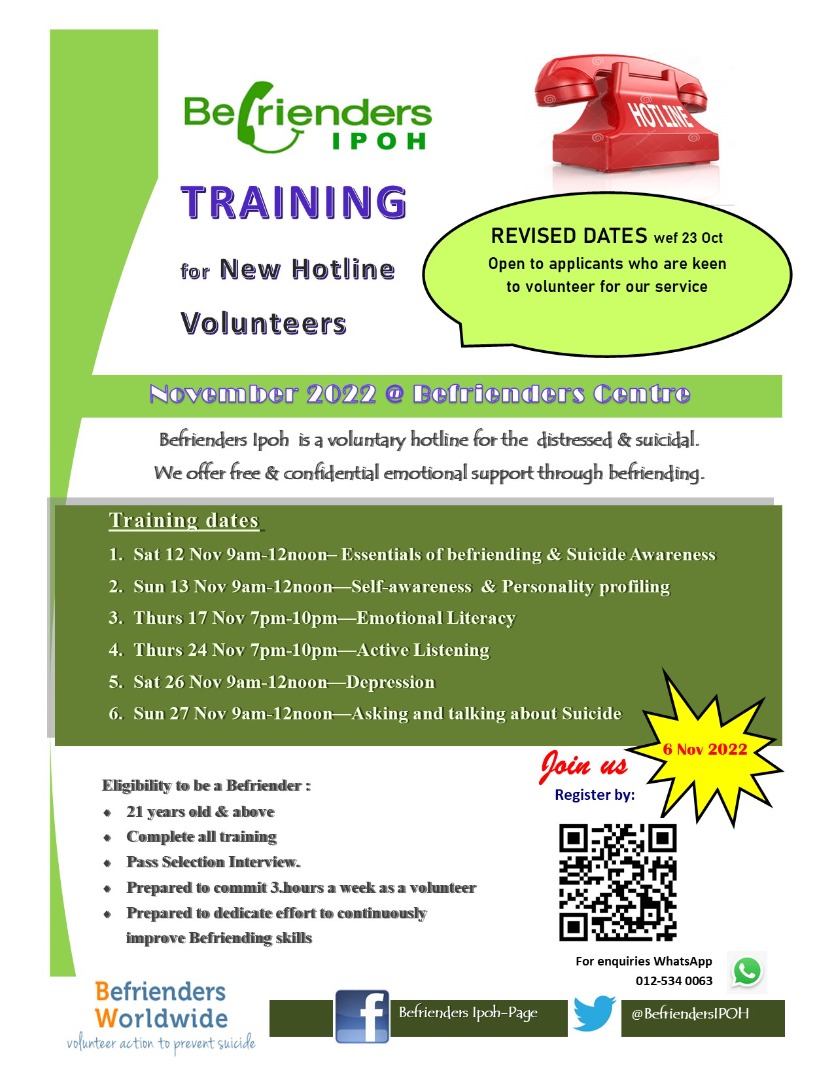 Befrienders accepting volunteers | Ipoh Echo