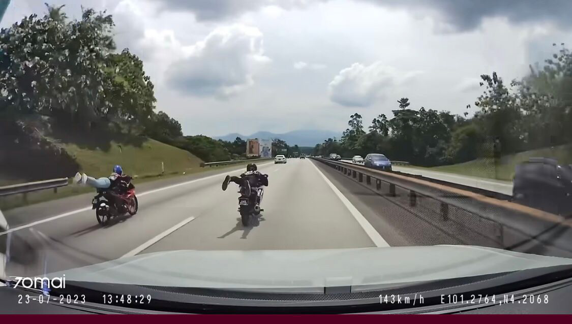 Two friends were arrested for reckless and dangerous motorcycle riding on the PLUS Highway ...